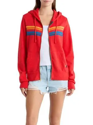 Aviator Nation Aviator Nation 5-Stripe Zip Hoodie Red Multi
