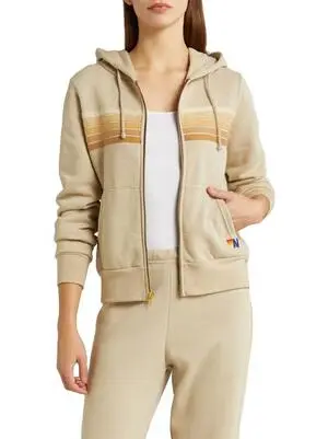 Aviator Nation Aviator Nation 5-Stripe Zip Hoodie Sand/ Tan