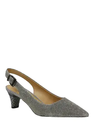 J. Reneé J. Reneé Mayetta Slingback Pumps Pewter Glitter Fabric