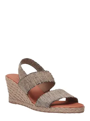 Andre Assous André Assous Allison Espadrille Wedge Slingback Sandals Black/ Beige Fabric