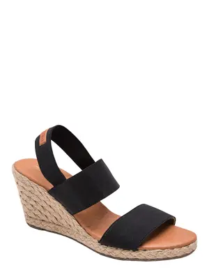 Andre Assous André Assous Allison Espadrille Wedge Slingback Sandals Black Fabric