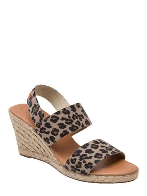 Andre Assous André Assous Allison Espadrille Wedge Slingback Sandals Leopard Print Fabric