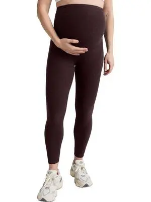 Beyond Yoga Empire Waist Maternity Leggings - Dark Chocolate Heather