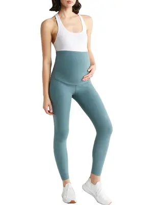 Beyond Yoga Empire Waist Maternity Leggings Storm Heather