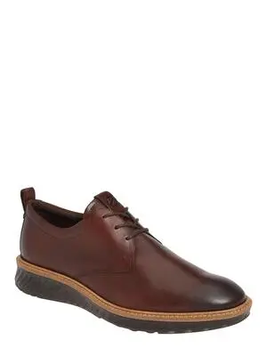 Ecco St.1 Hybrid Plain Toe Derby - Cognac Leather