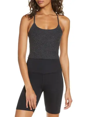 Beyond Yoga Beyond Yoga Space Dye Slim Racerback Crop Tank Black-charcoal