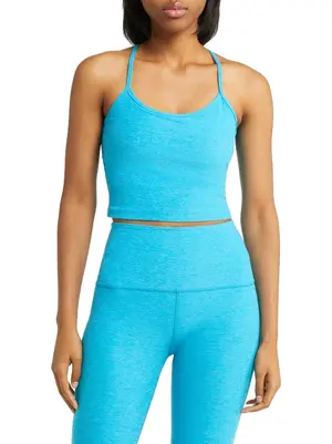 Beyond Yoga Beyond Yoga Space Dye Slim Racerback Crop Tank Blue Glow Heather