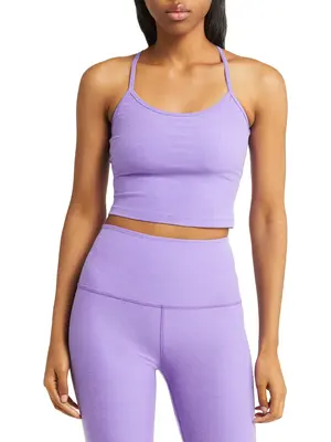 Beyond Yoga Beyond Yoga Space Dye Slim Racerback Crop Tank Bright Amethyst Heather