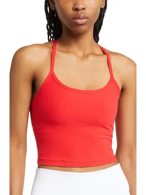 Beyond Yoga Beyond Yoga Space Dye Slim Racerback Crop Tank Candy Apple Red Heather