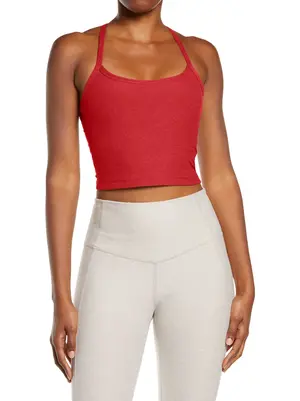 Beyond Yoga Beyond Yoga Space Dye Slim Racerback Crop Tank Currant Red Heather