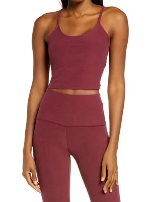 Beyond Yoga Beyond Yoga Space Dye Slim Racerback Crop Tank Deep Merlot