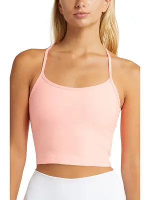 Beyond Yoga Beyond Yoga Space Dye Slim Racerback Crop Tank Electric Peach Heather