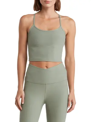 Beyond Yoga Beyond Yoga Space Dye Slim Racerback Crop Tank Grey Sage Heather