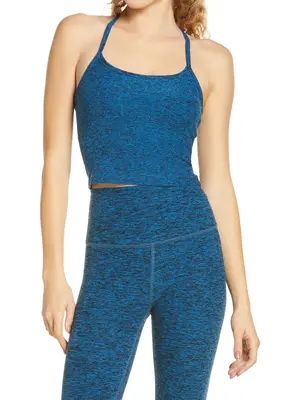Beyond Yoga Beyond Yoga Space Dye Slim Racerback Crop Tank Ibiza-blue Black