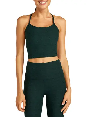 Beyond Yoga Beyond Yoga Space Dye Slim Racerback Crop Tank Midnight Green Heather