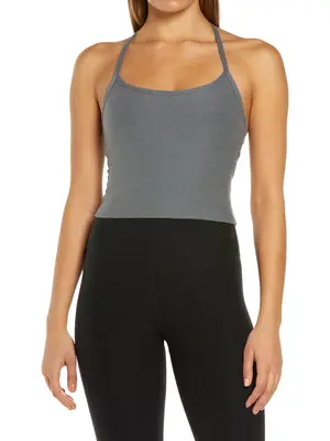 Beyond Yoga Beyond Yoga Space Dye Slim Racerback Crop Tank Pewter Heather