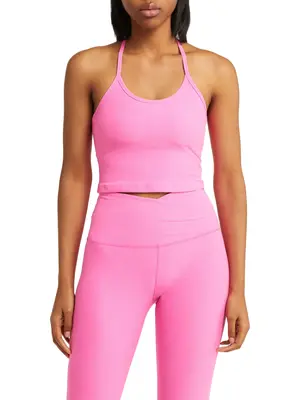 Beyond Yoga Beyond Yoga Space Dye Slim Racerback Crop Tank Pink Hype Heather