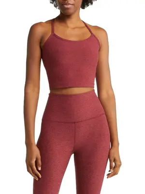 Beyond Yoga Beyond Yoga Space Dye Slim Racerback Crop Tank Port Wine-ruby