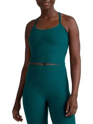 Beyond Yoga Beyond Yoga Space Dye Slim Racerback Crop Tank Teal Sea Heather
