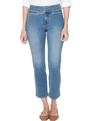 NYDJ Marilyn Ankle Straight Leg Jeans Clean Brickell