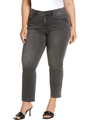 NYDJ Marilyn Ankle Straight Leg Jeans Graycliff