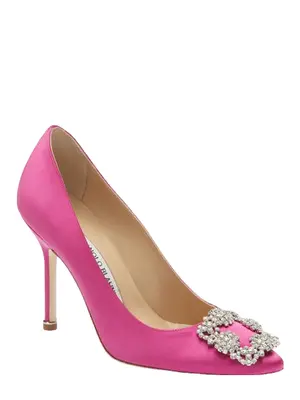 Manolo Blahnik Manolo Blahnik Hangisi Crystal Buckle Pumps Pink