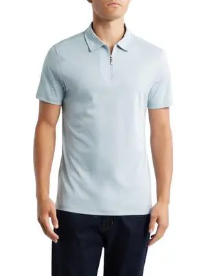 Robert Barakett Georgia Zip Polo Blue Fog