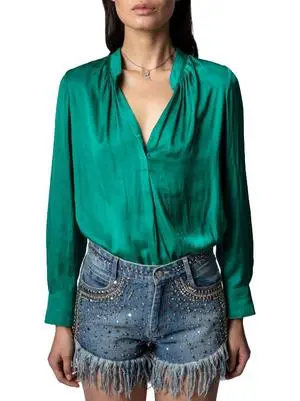 Zadig&Voltaire Zadig & Voltaire Tink Satin Blouse Emeraude
