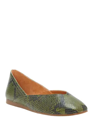 Lucky Brand Lucky Brand Alba Skimmer Green Leather