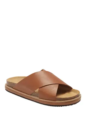 Free People Free People Sidelines Slide Sandal Tan Leather