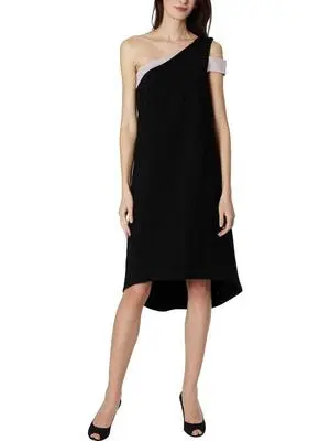 EMILIA GEORGE Karolina One-shoulder Maternity/nursing Dress - Black
