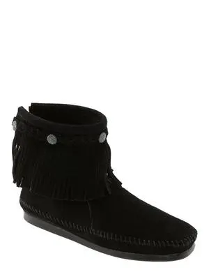 Minnetonka Fringe Bootie - Black
