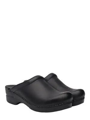 Dansko Sonja Oiled Leather Clogs Black Cabrio