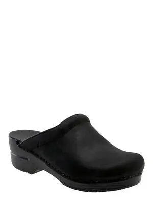 Dansko Sonja Oiled Leather Clogs - Black Oiled