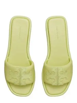 Tory Burch Tory Burch Double-T Leather Sport Slide Sandal Lime Leaf