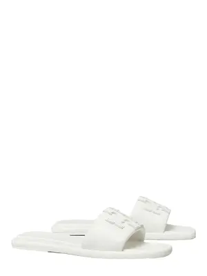 Tory Burch Tory Burch Double-T Leather Sport Slide Sandal Optic White