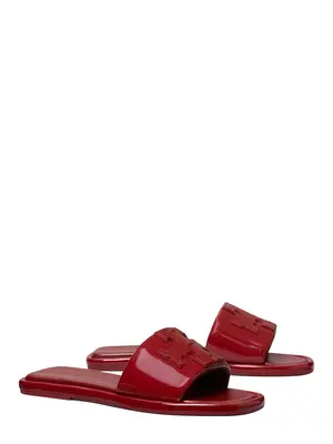 Tory Burch Tory Burch Double-T Leather Sport Slide Sandal Red