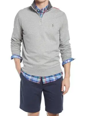 Polo Ralph Lauren Heathered Quarter Zip Pullover Andover Heather
