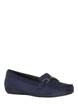 Geox Annytah Waterproof Loafer - Dark Blue Nubuck Leather