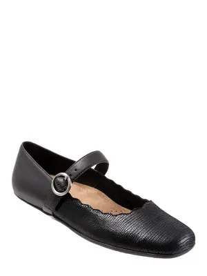 Trotters Trotters Sugar Mary Jane Flat Black Lizard