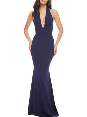 Dress The Population Camden Mermaid Hem Evening Gown - Navy