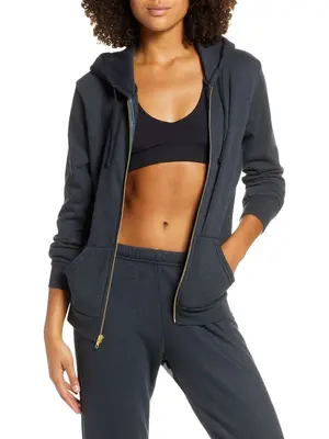 Aviator Nation Aviator Nation Bolt Zip Hoodie Charcoal Metallic Gold