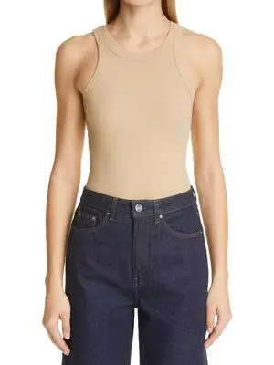 TOTEME TOTEME Ribbed Stretch Organic Cotton Tank Beige