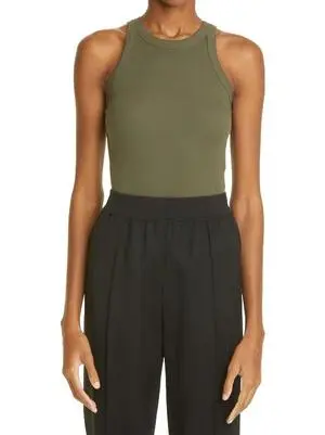 TOTEME TOTEME Ribbed Stretch Organic Cotton Tank Forest