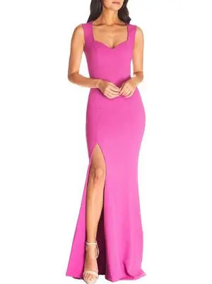 Dress The Population Monroe Side Slit Gown - Hibiscus