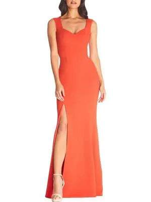 Dress The Population Monroe Side Slit Gown - Poppy
