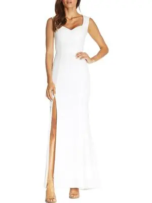 Dress The Population Monroe Side Slit Gown - White