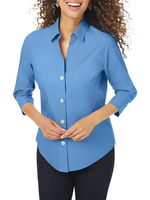 Foxcroft Foxcroft Paityn Non-Iron Cotton Shirt Blue Bliss