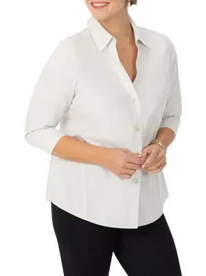 Foxcroft Foxcroft Paityn Non-Iron Cotton Shirt Cloud Grey