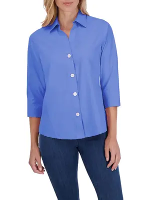 Foxcroft Foxcroft Paityn Non-Iron Cotton Shirt Cornflower